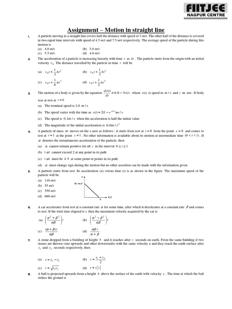 Assignment 1D | PDF | Acceleration | Speed