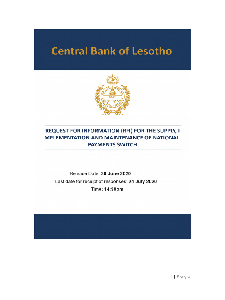RFI-National Payments Switch 2020-2 | PDF | Debit Card | Payment System