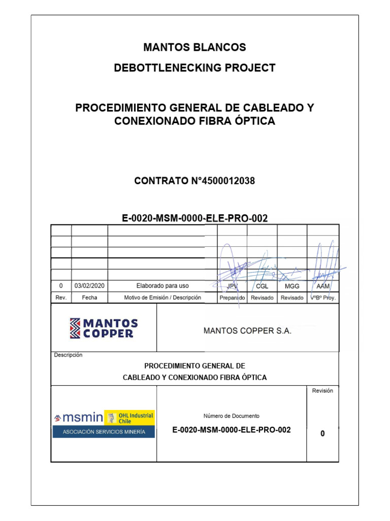 E 0020 MSM 0000 Ele Pro 002 - Rev0 Cableado y Conexionado Fibra Óptica ...