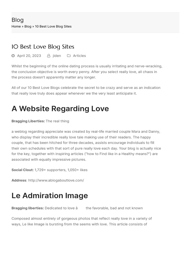 10 Best Love Blog Sites - Jiden | PDF | Blog | Love