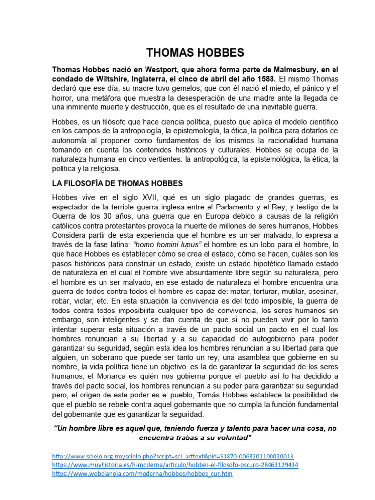 Thomas Hobbes | PDF | Thomas Hobbes | Contrato social
