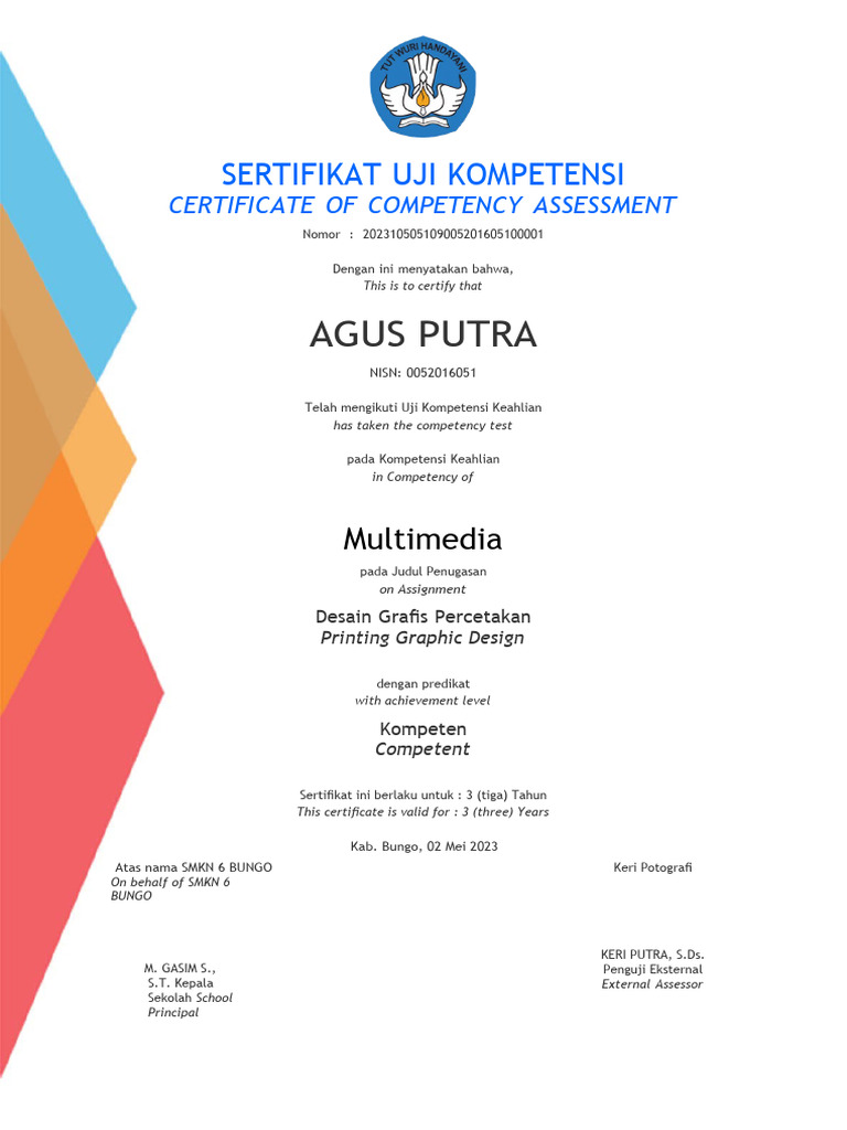 Agus Putra-Sertifikat | PDF