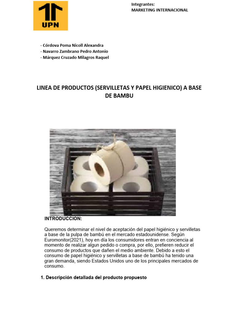 PRODUCTO - LINEA DE BAMBU | PDF | Producto (Negocio) | Papel