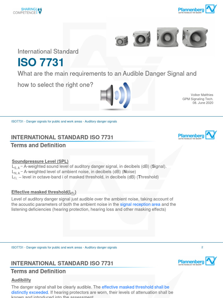 ISO 7731 - Requirements For Sounders EN | PDF | Sound | Decibel
