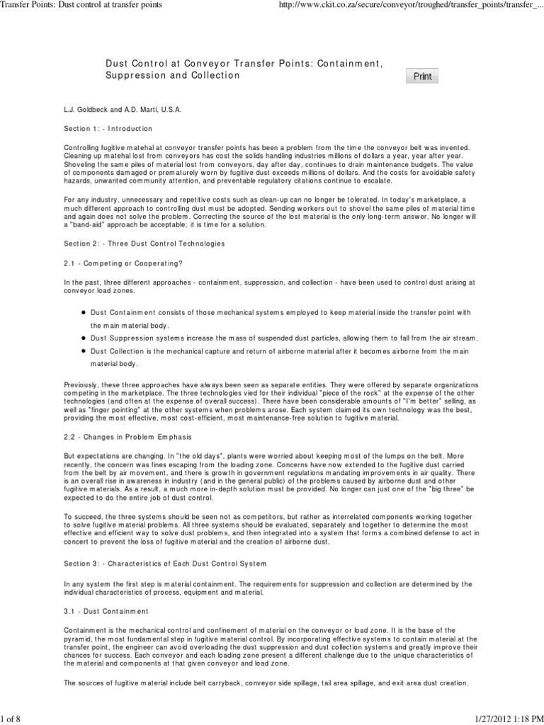 Transfer Points - Dust Control at Transfer Points | PDF | Dust | Belt ...