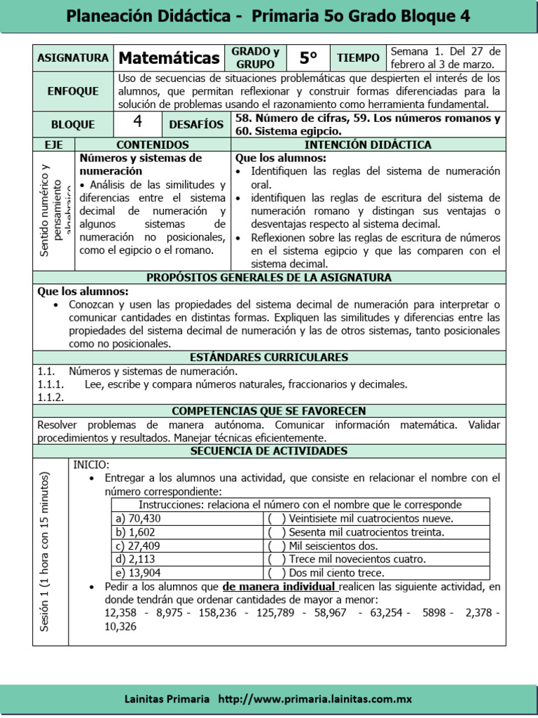 Plan 5to Grado - Bloque 4 Matemáticas (2016-2017) | PDF | Decimal | Matemáticas