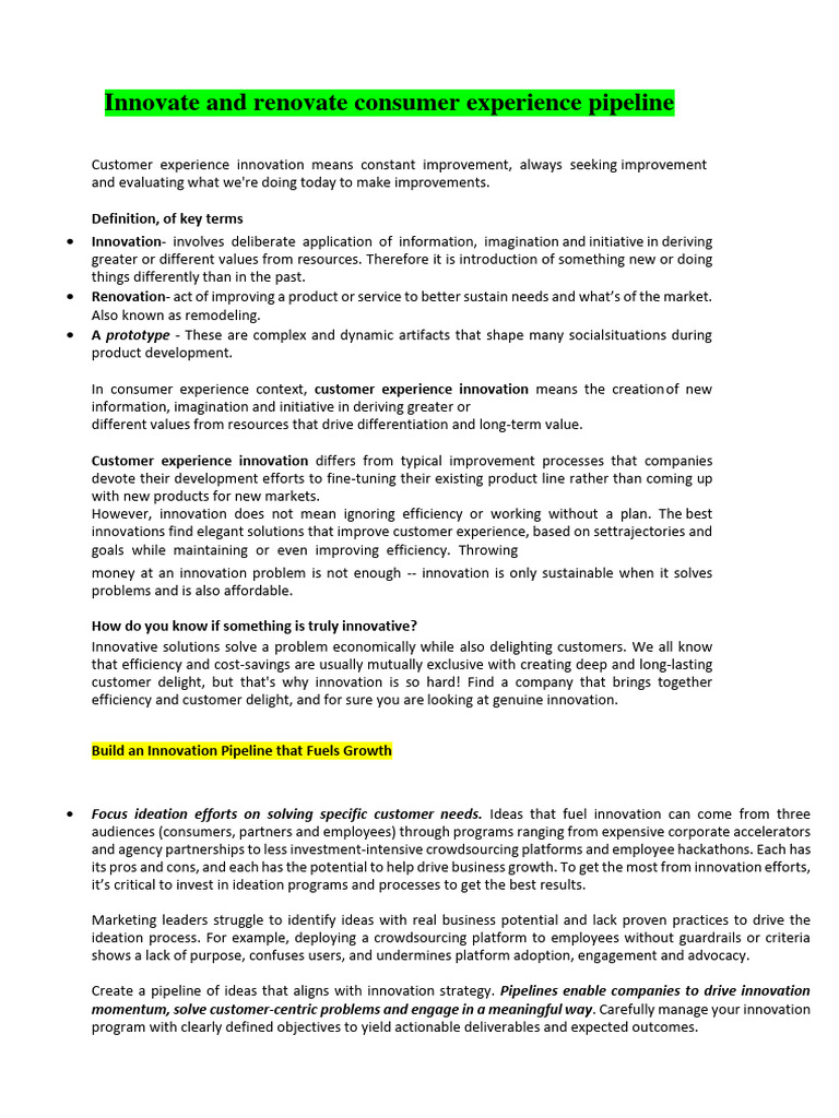 Consumer Experience Innovation Strategies | PDF | Marketing | Innovation