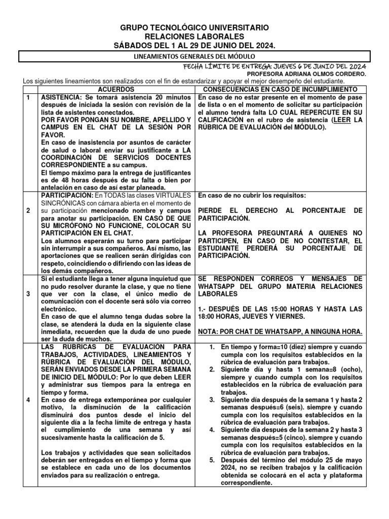 Lineamientos Del Módulo Relaciones Laborales C3-2024 | PDF | Chat en linea