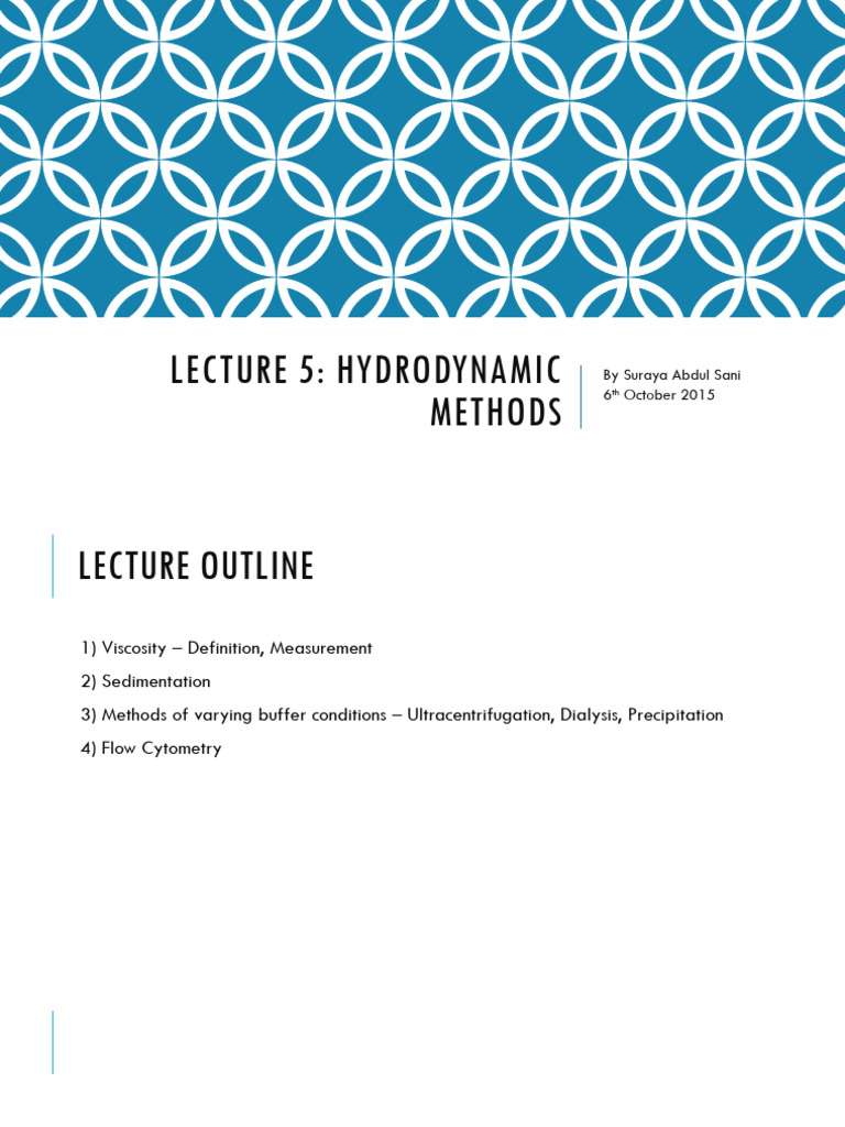 Lect 4 - Hydrodynamic Methods | PDF | Centrifugation | Viscosity