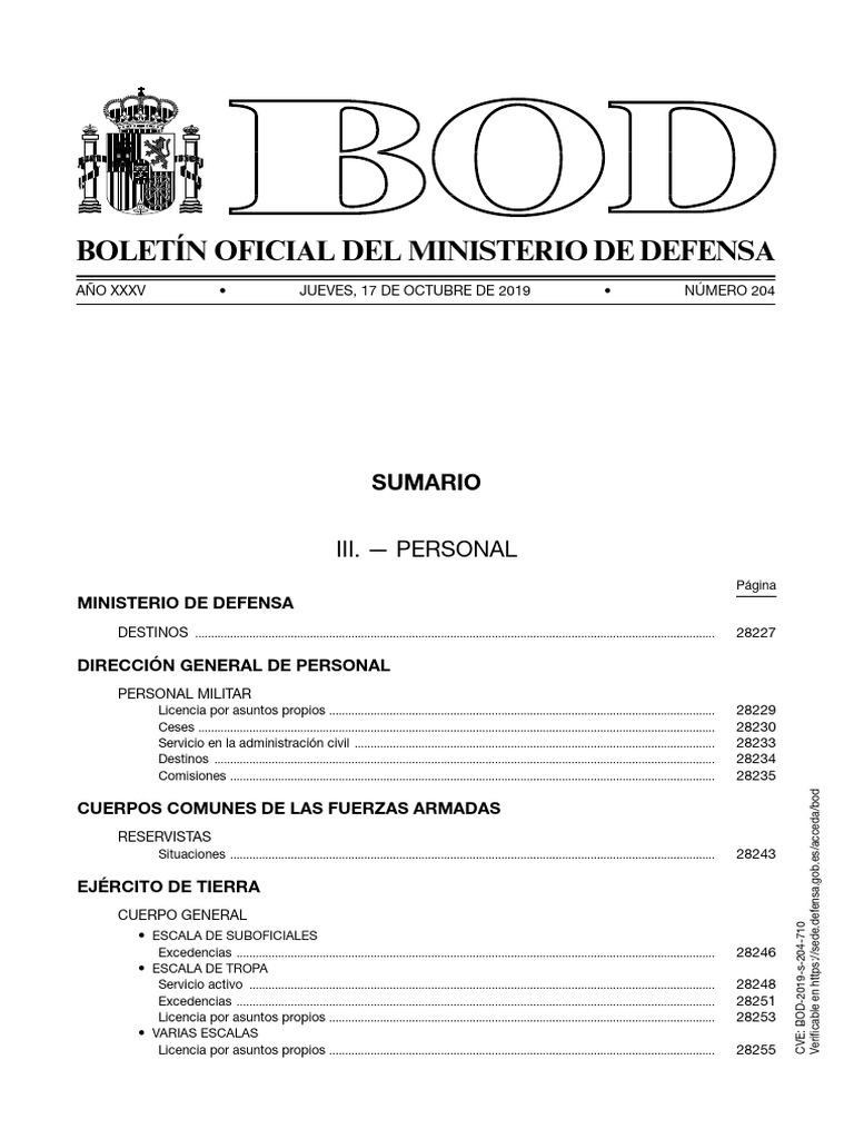 Bod 20191017 204 | PDF | Oficial (Fuerzas Armadas) | Oficial general
