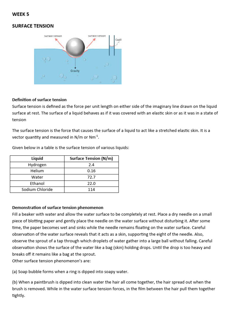 Surface Tension | PDF | Surface Tension | Liquids