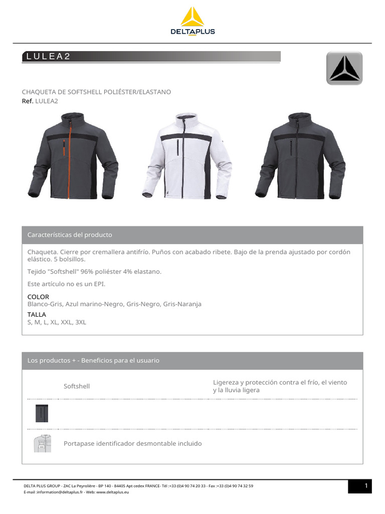 FICHA TECNICA Casaca-Delta-Plus-LULEA2-GO | PDF