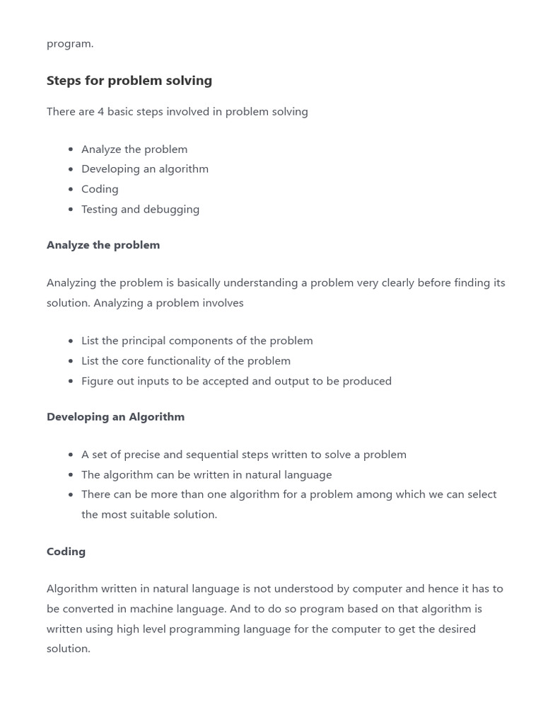 Introduction To Problem Solving | PDF | Algorithms | Computer Programming