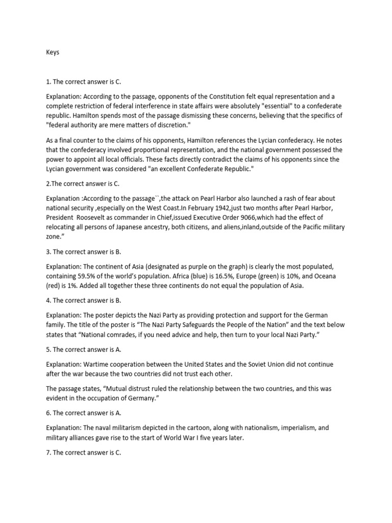 History Exam Answer Key | PDF | Confederate States Of America | Mc ...