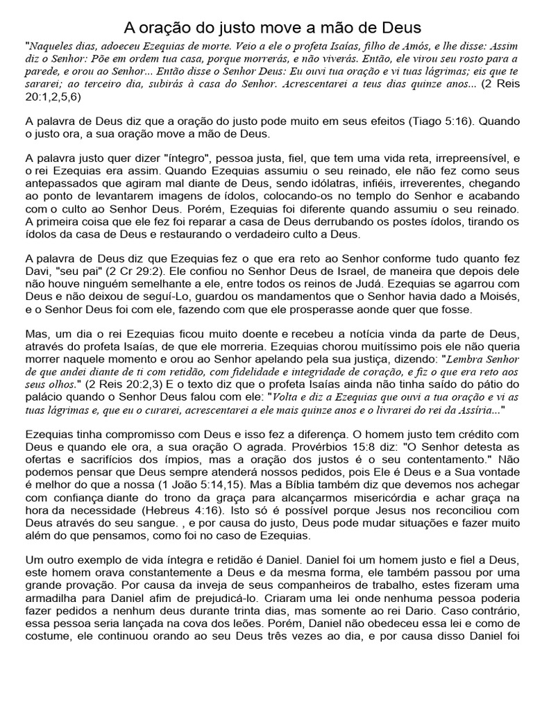 Oração do Justo e o Poder de Deus | PDF | Oração | Fé