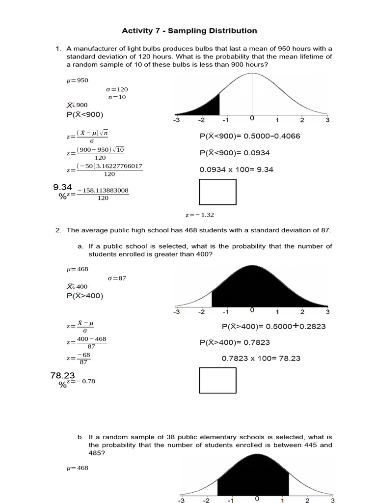 Sampling Distribution 2 | PDF | Standard Deviation | Mean