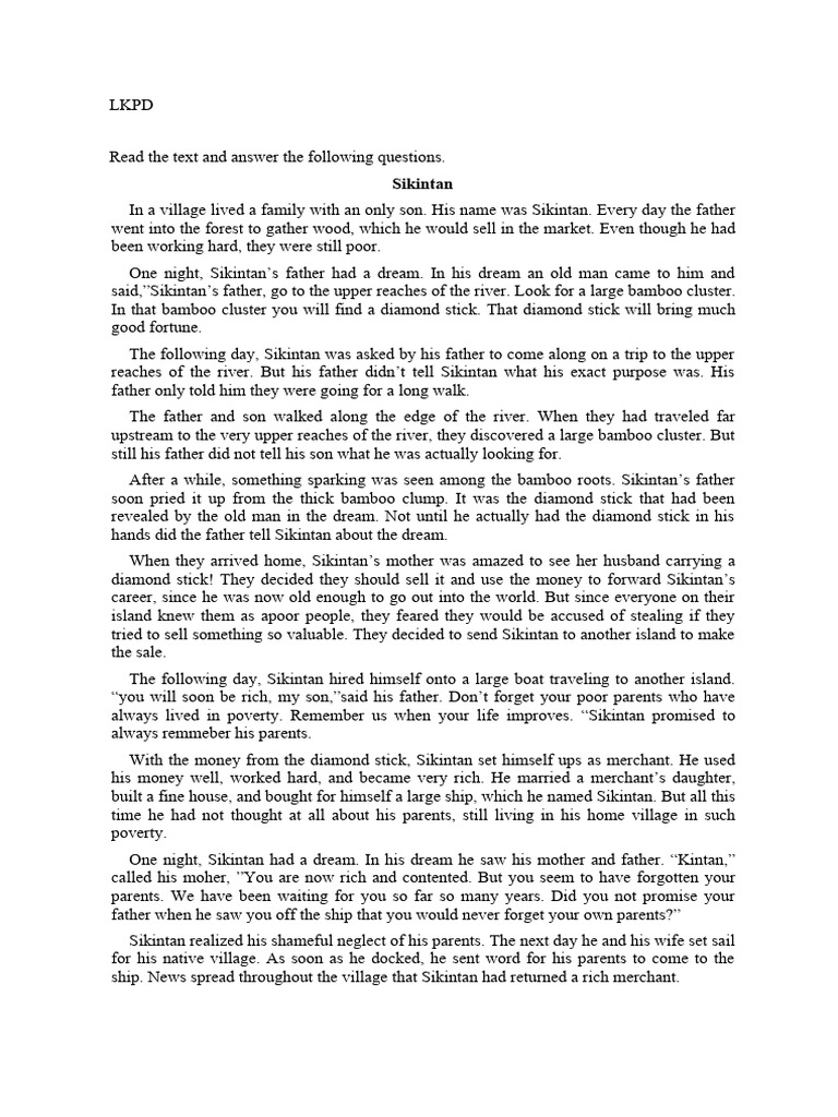 LKPD Narrative text grade X | PDF