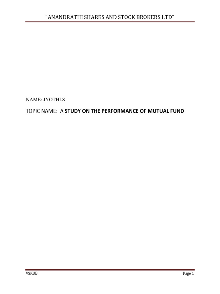 Mutual Fund Project | PDF | Investment Fund | Investing