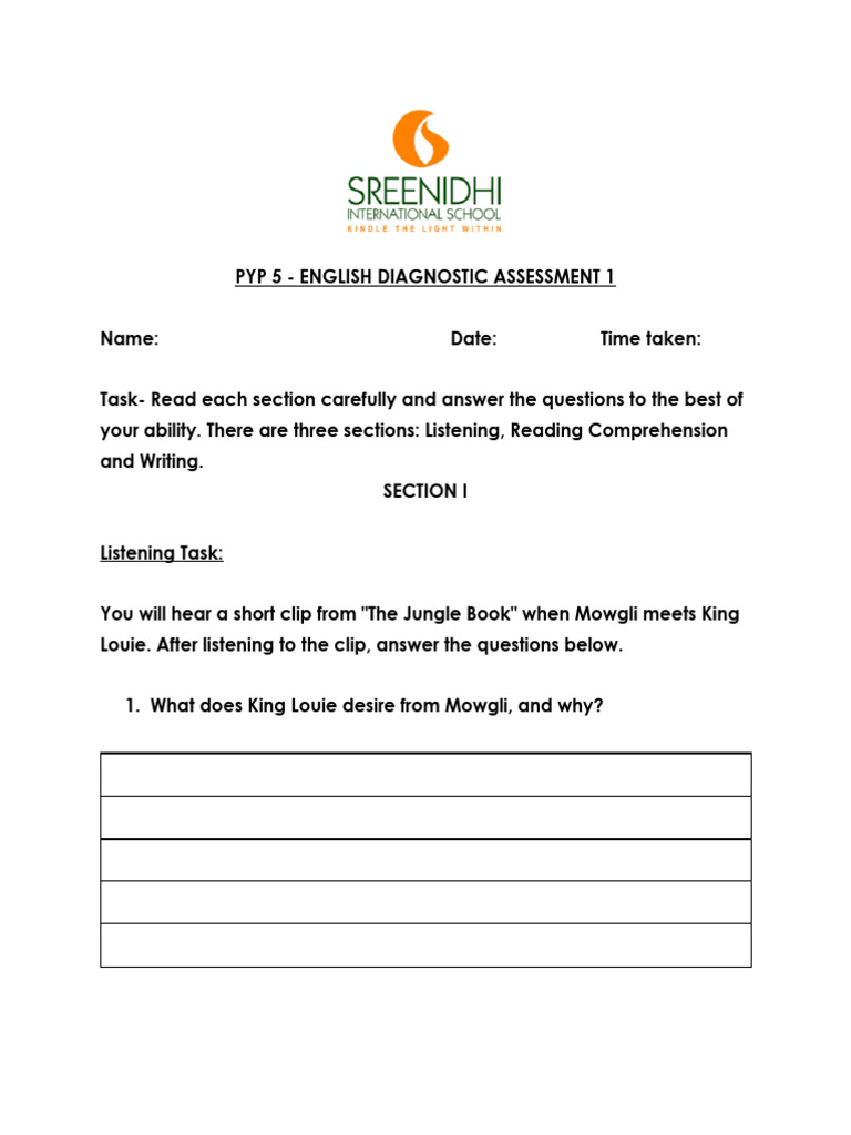 Grade 5 Literacy Diagnostic Assessment 01 (1) | Download Free PDF ...