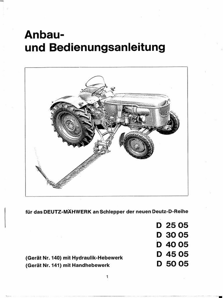 Deutz Mähwerk D2505, D3005, D4005, D4505 Und D5005 | PDF