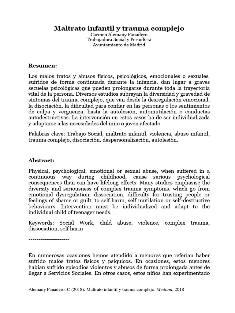 Maltrato Infantil y Trauma Complejo | PDF | Trastorno de estrés ...