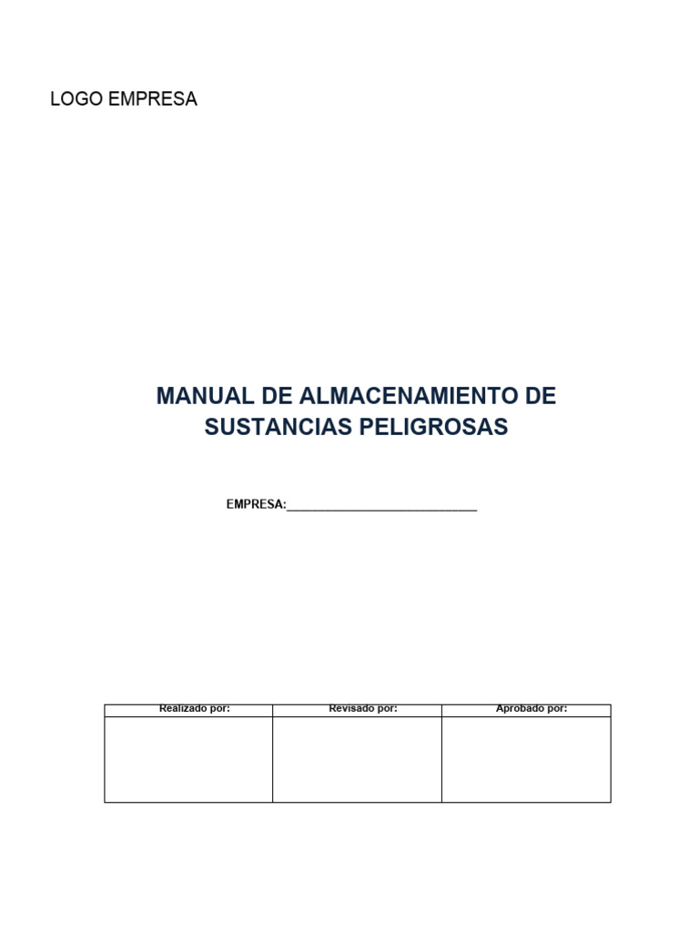 Modelo Manual de Almacenamiento de Sustancias Peligrosas | PDF