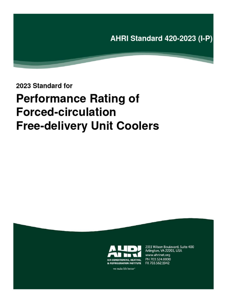 AHRI Standard 420-2023 (I-P) | PDF