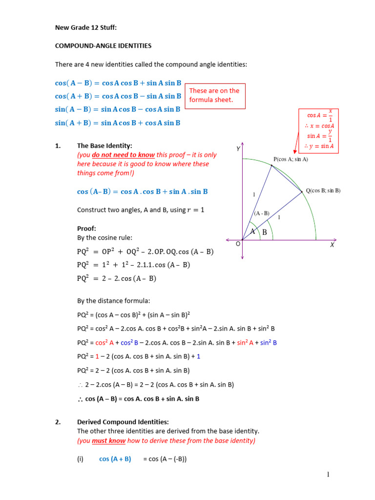 2 Trig. Identities - Compound Angles | PDF | Euclidean Geometry ...