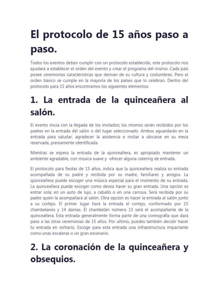 El Protocolo de 15 Años Paso A Paso | PDF
