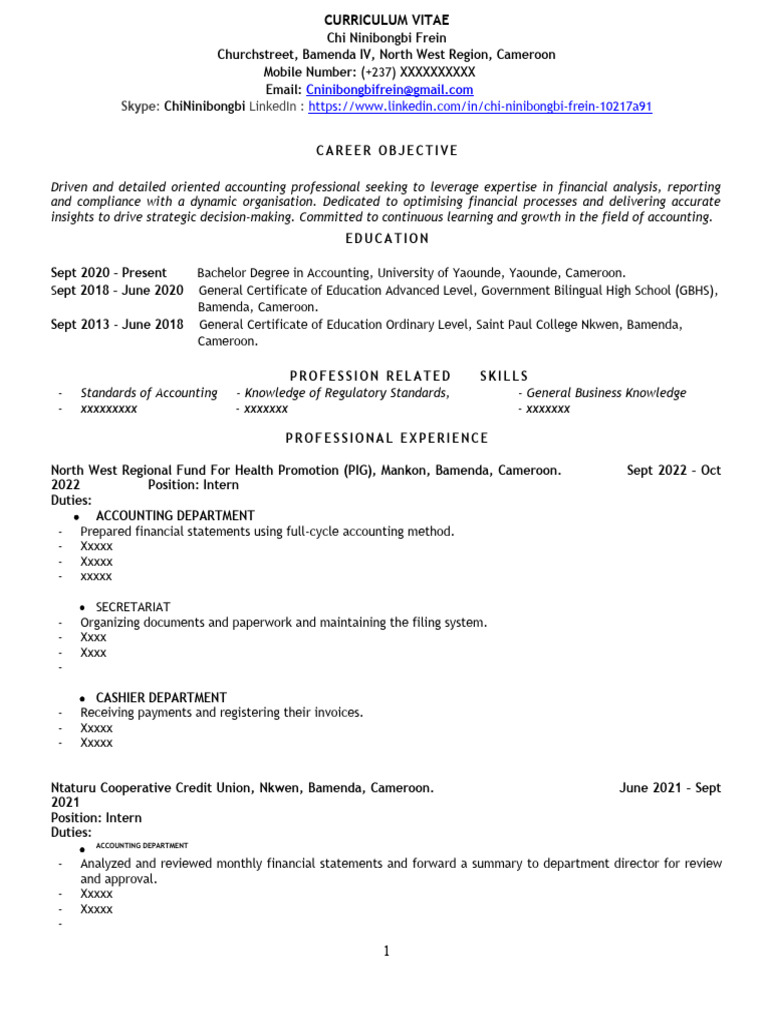 Sample CV - Beginners | PDF | Accounting