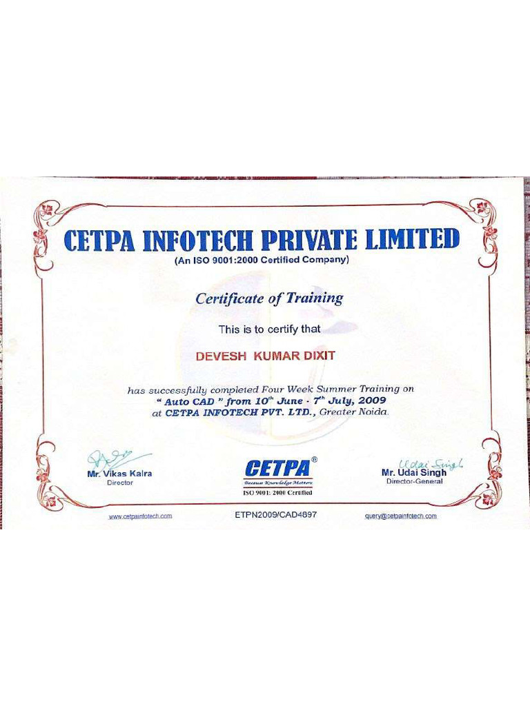 Training certificate | PDF