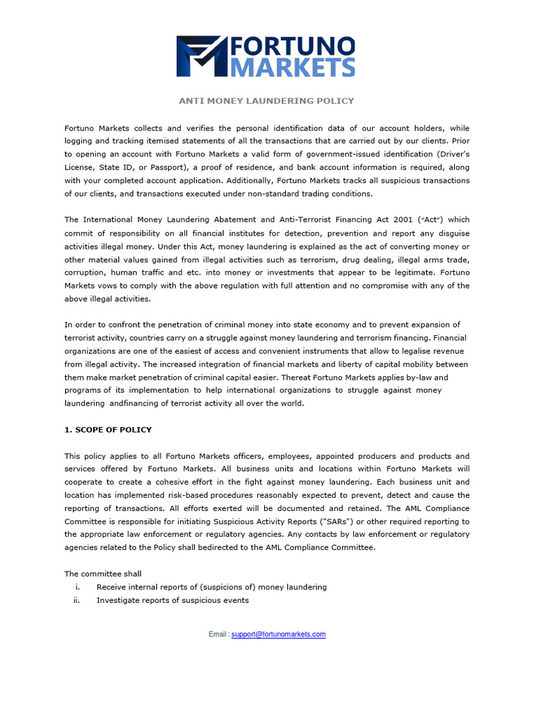 Anti Money Laundering Policy | PDF | Money Laundering | Identity Document
