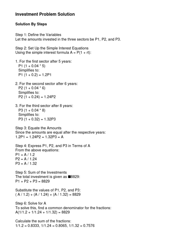 Investment Problem Solution | PDF