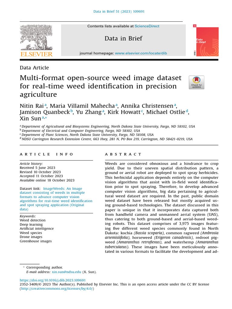 Multi Format Open Source Weed Image Dataset For Real Time Weed - 2023 - Data in | PDF | Deep ...