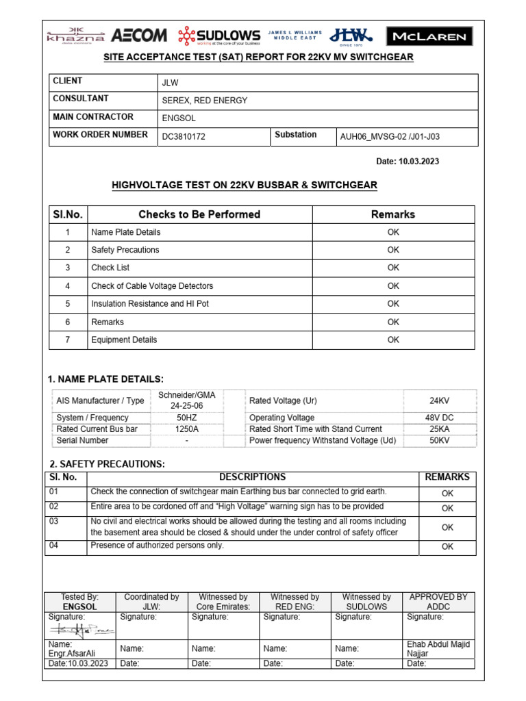HV Test Report | PDF | Electrical Engineering | Equipment