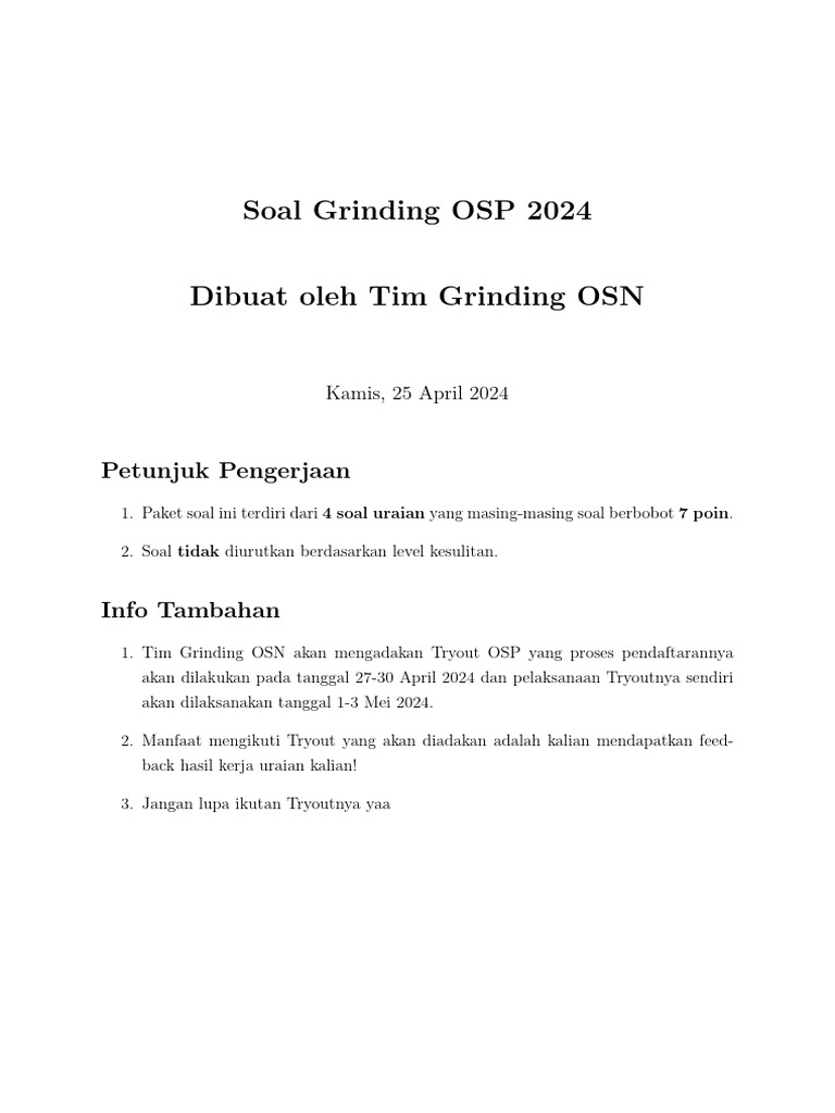 Soal Grinding OSP | PDF