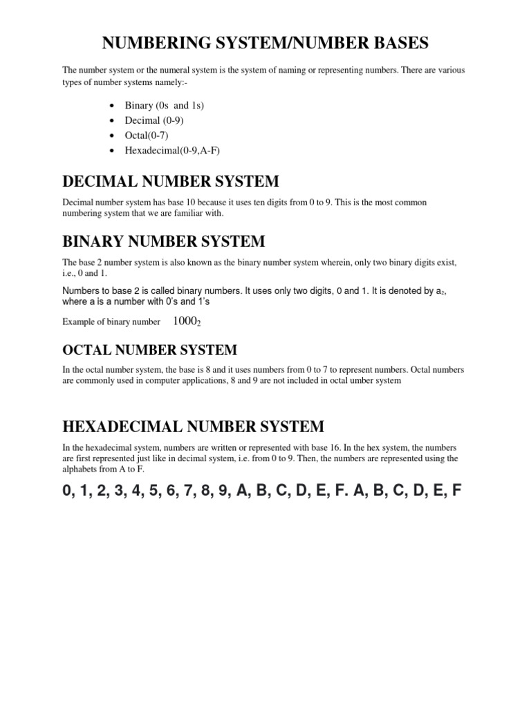 NUMBERING SYSTEM CONVERSION (1) | Download Free PDF | Theory Of ...