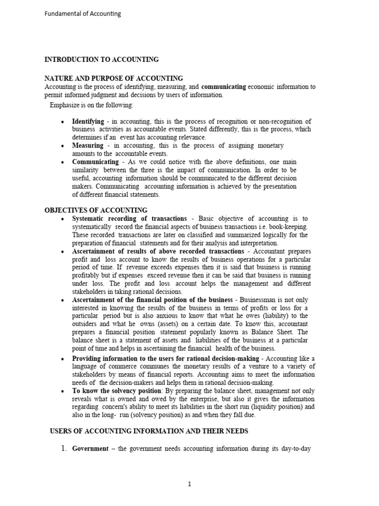 Introduction To Accounting | PDF | Debits And Credits | Equity (Finance)