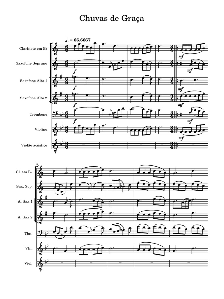 Partitura para "Chuvas de Graça" | PDF | Popular Music | Music Production
