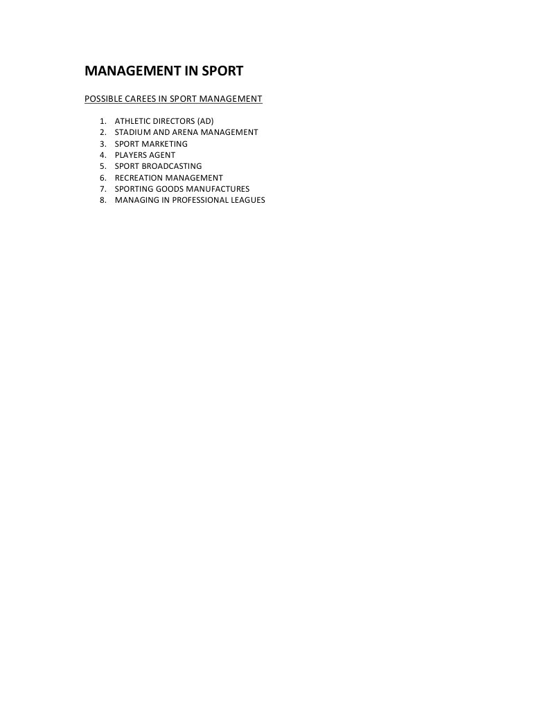 Management in Sport | PDF | Recreation | Leisure