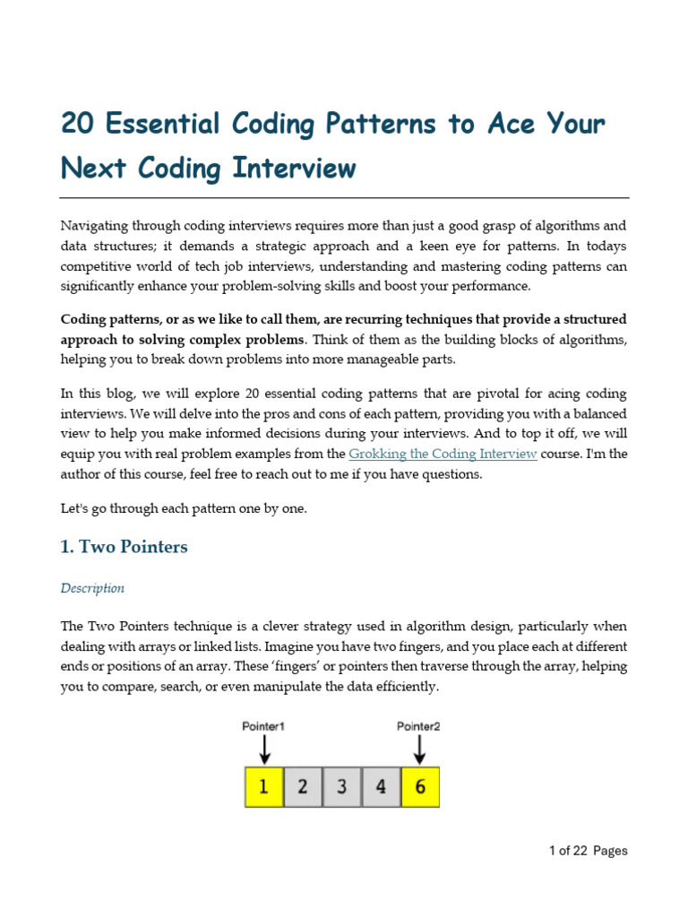 20 Essential Coding Patterns To Ace Your Next Coding Intervi-1 | PDF ...