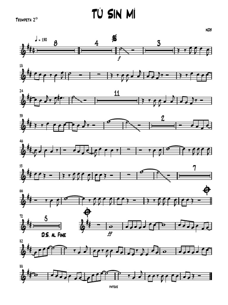Tu Sin Mi (NDB) - Trompeta 2º | PDF