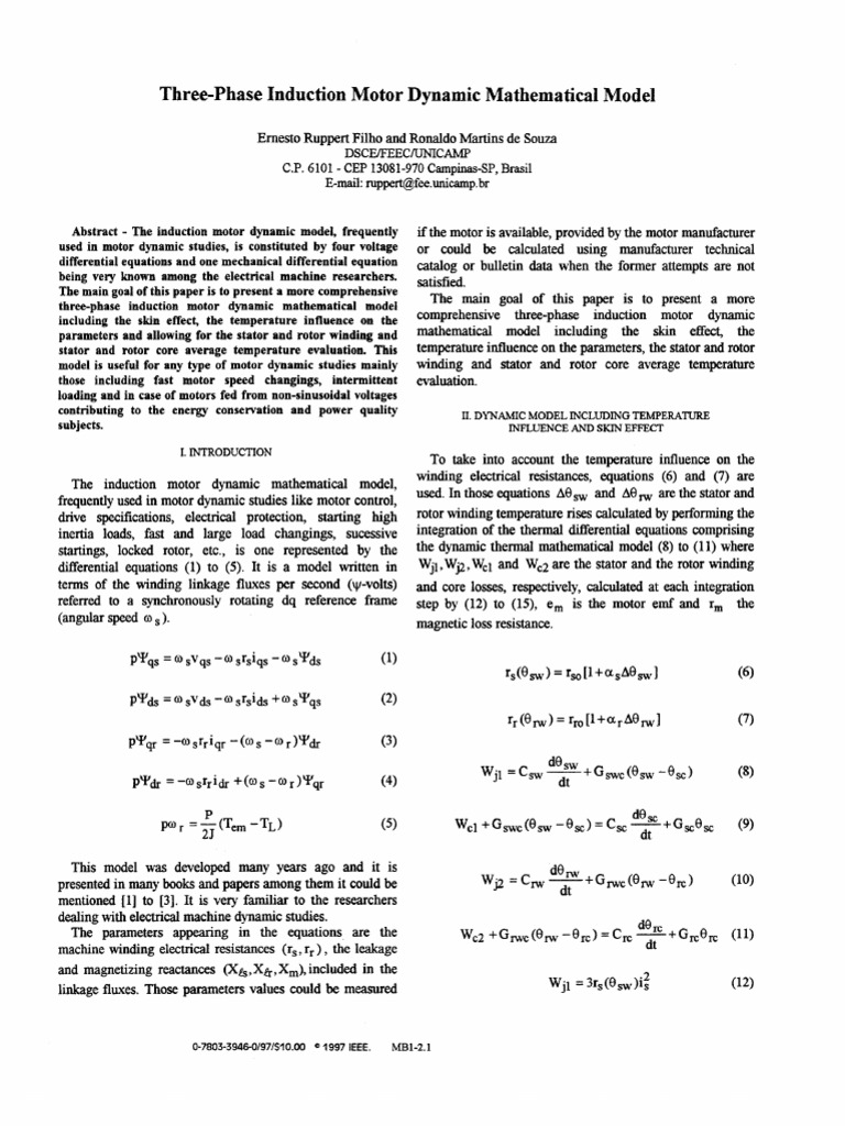 Induction Motor Dynamics Model | PDF | Physical Quantities ...