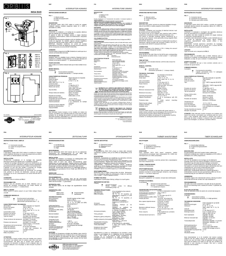 Guia de Uso do Interruptor INCA DUO | PDF | Quantidades físicas