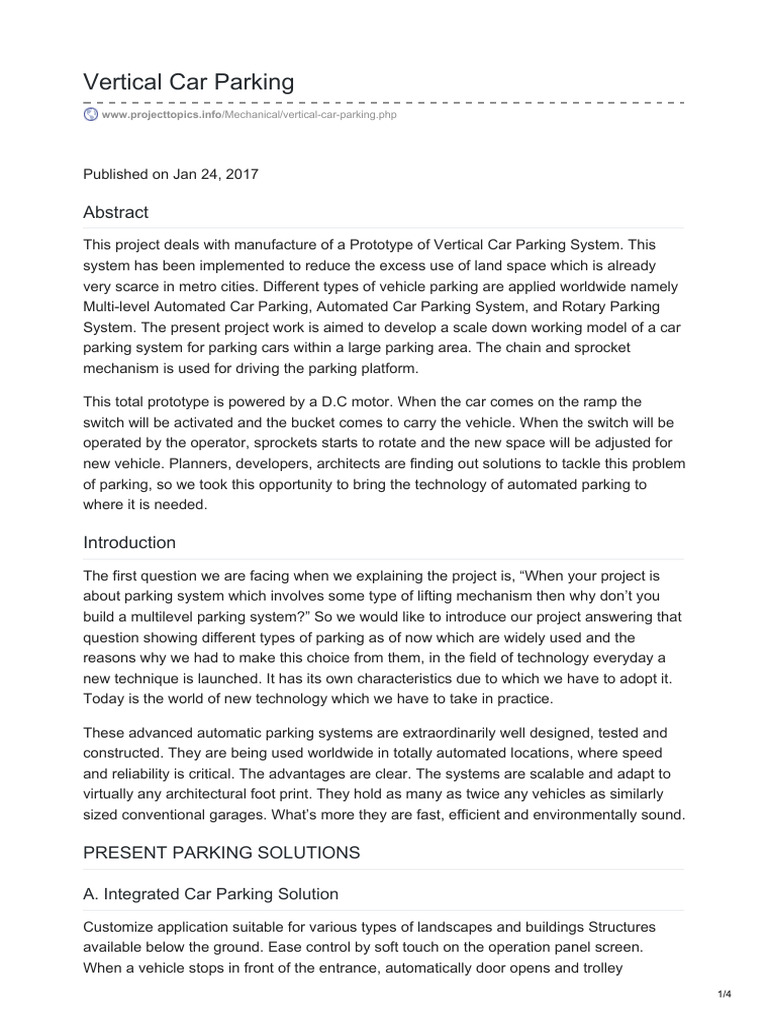 Vertical Car Parking | PDF | Parking | Automation