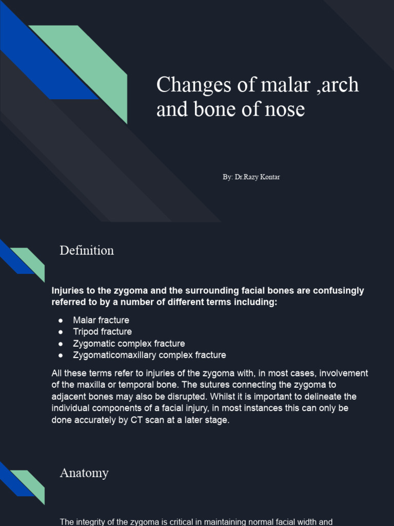 Changes of malar ,arch and bone of nose | PDF | Human Nose | Injury