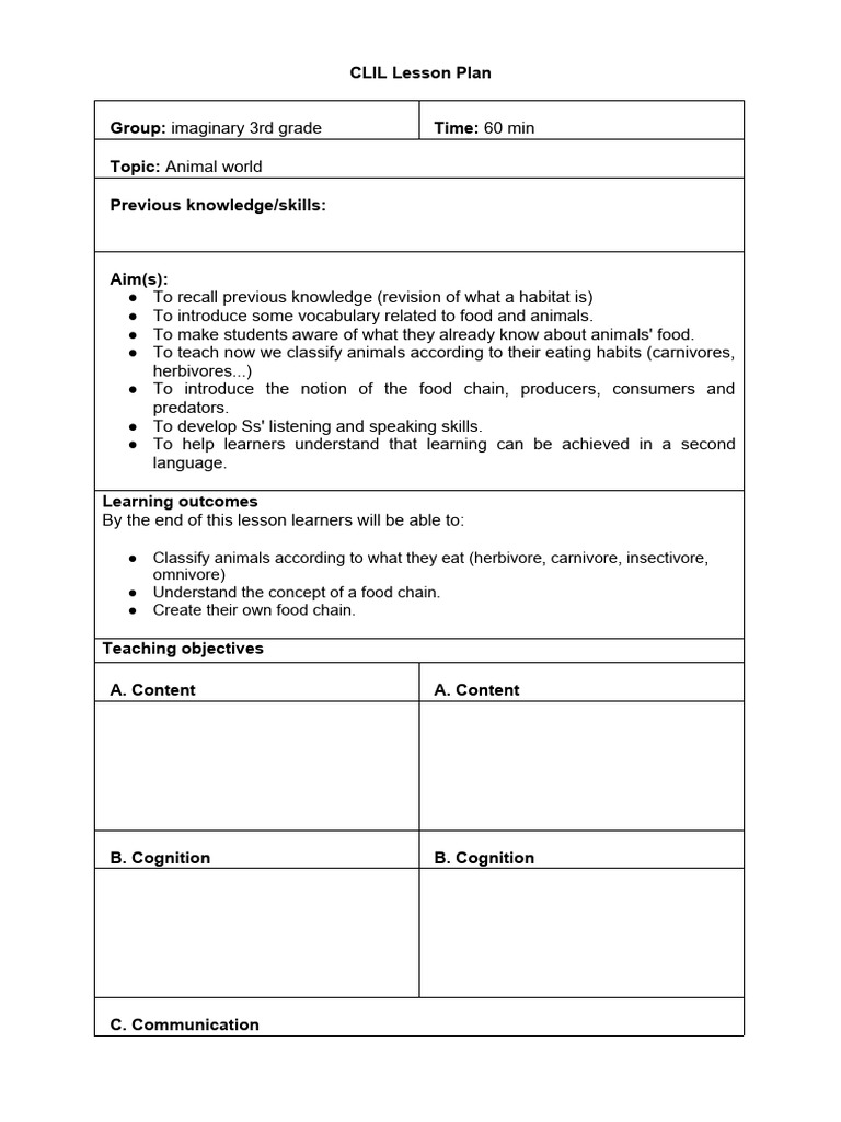 Clil Lesson Plan Template | PDF | Social Science | Foreign Language Studies