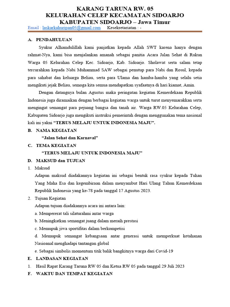 LPJ Kegiatan Karnaval Kartar RW | PDF