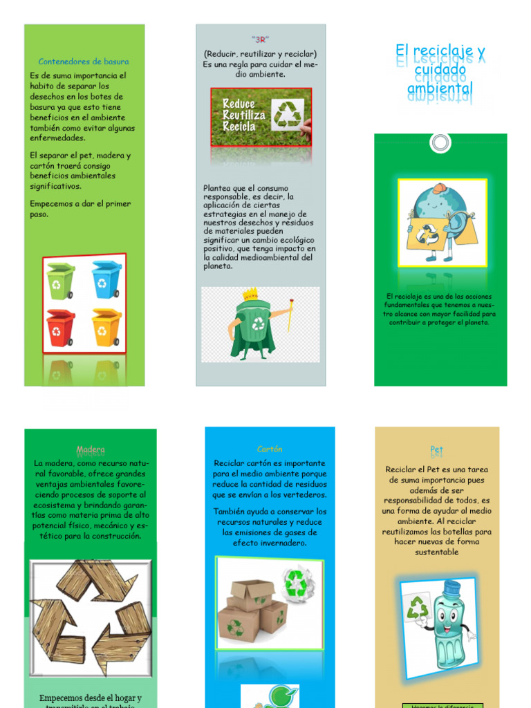 El Reciclaje y Cuidado Ambiental Triptico | PDF | Residuos | Reciclaje