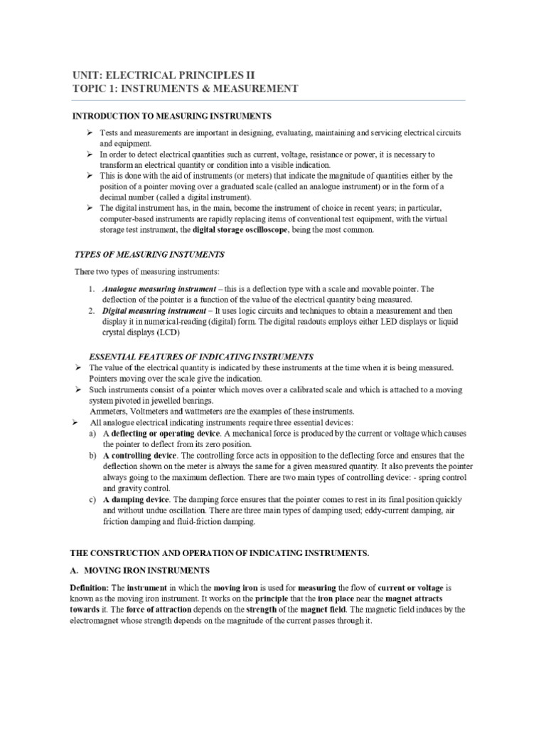 Instruments and Measurements | PDF